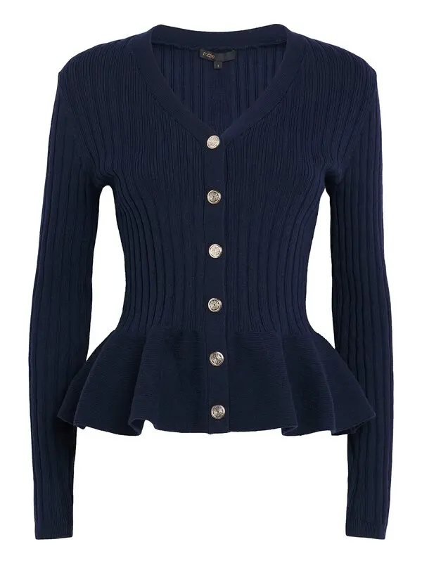 Maje Peplum Cardigan - Blue