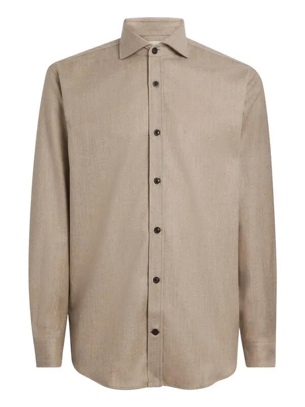 Purdey Virgin Wool-cashmere Flannel Shirt - Beige