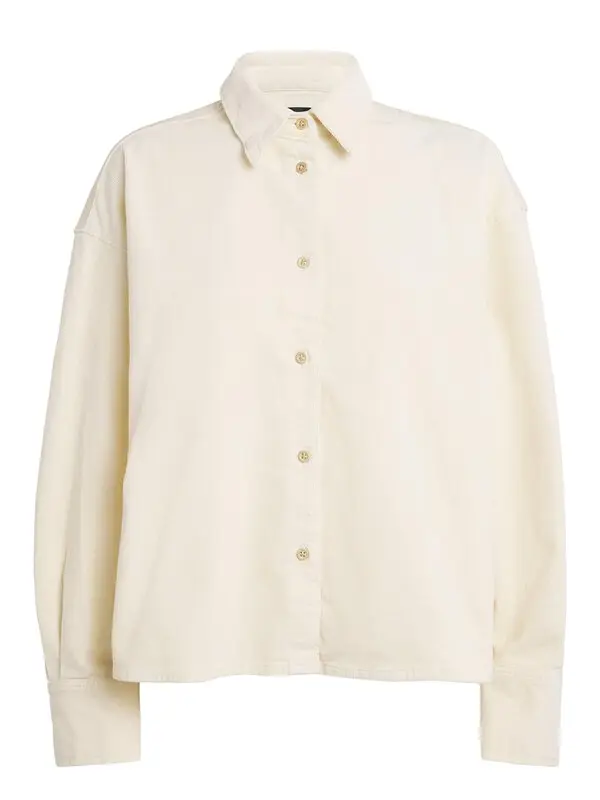 7 For All Mankind Corduroy Nina Cropped Shirt - Ivory