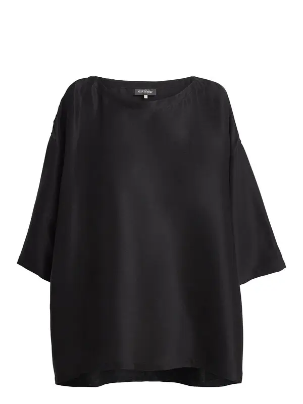 Eskandar Silk Plissé Scoop-neck Top - Black