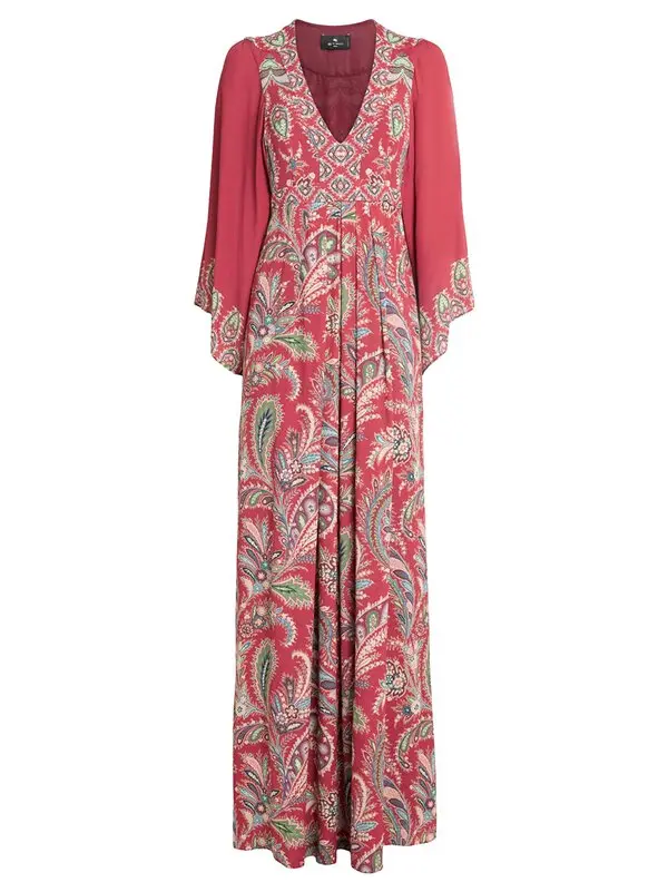 Etro Crepe De Chine Paisley Maxi Dress - Pink