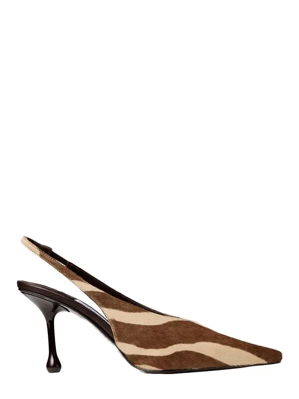 JIMMY CHOO Isa 80 Calf Hair Slingback Pumps - Brown
