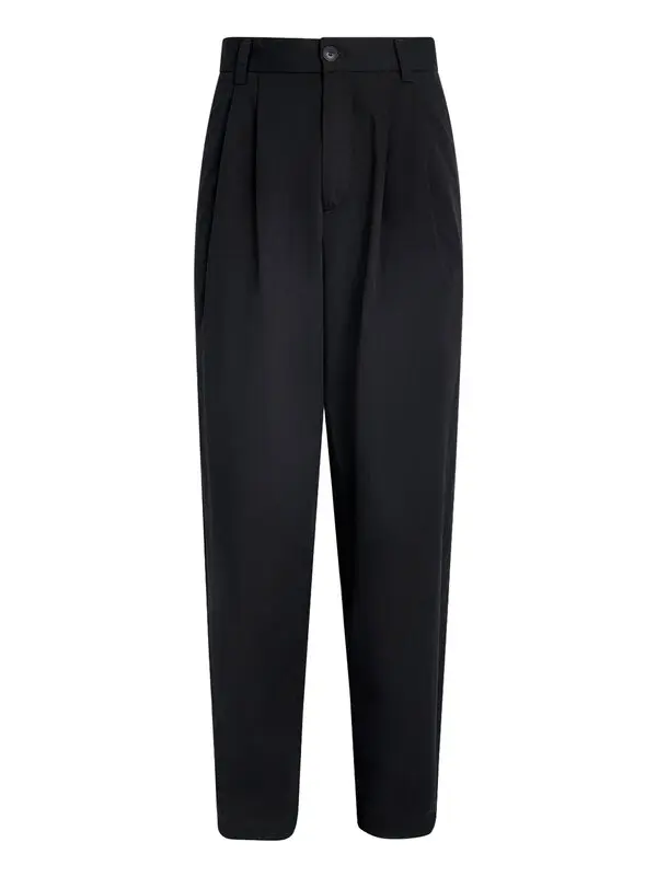 AGOLDE Pleat-detail Wide-leg Trousers - Black