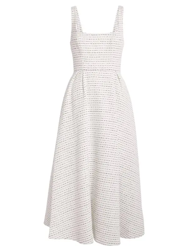 Alessandra Rich Tweed Embellished Midi Dress - White