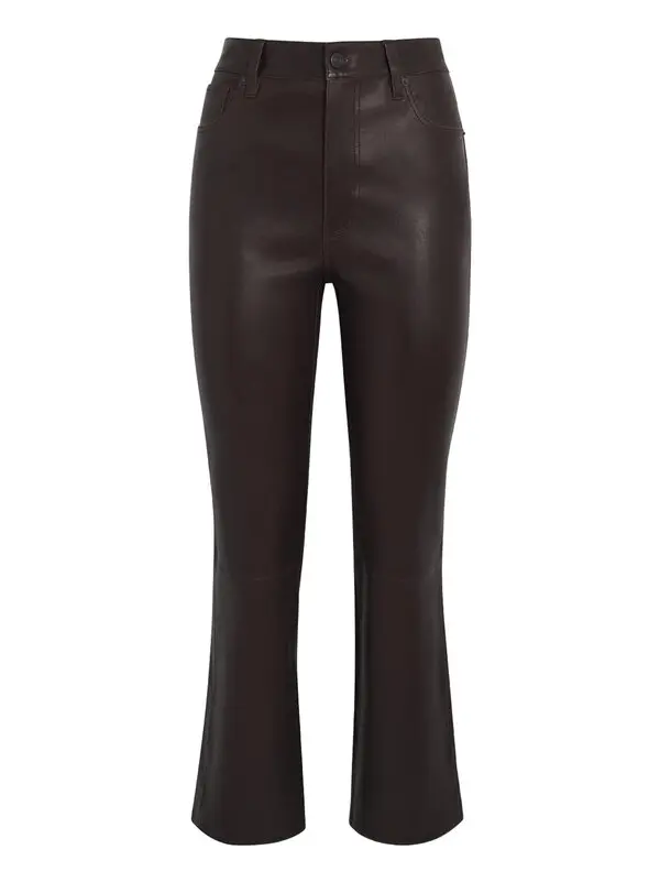 FRAME The Leather Reboot Crop Trousers - Black