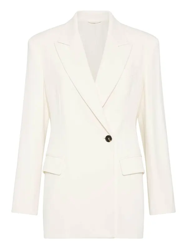 Brunello Cucinelli Comfort Viscose Couture Twill Blazer - White