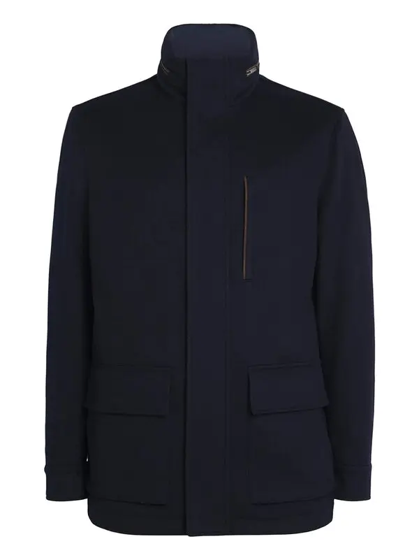 Paul & Shark Cashmere Padded Hybrid Coat - Navy