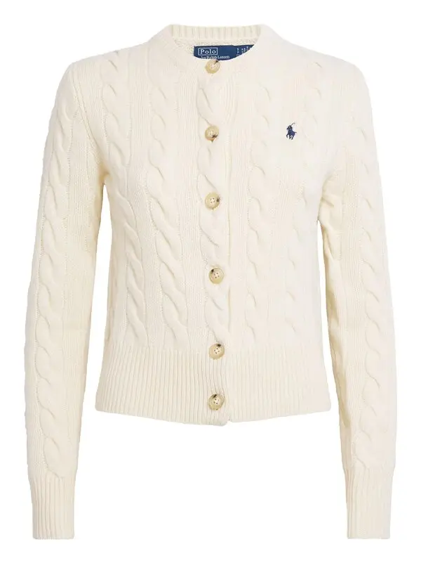 Polo Ralph Lauren Wool-cashmere Cable-knit Cardigan - White