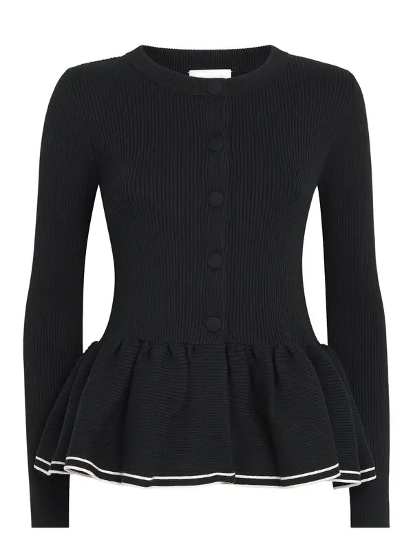 Claudie Pierlot Knitted Peplum Cardigan - Black
