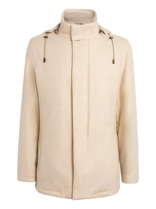 Colombo Cashmere Padded Car Coat - White