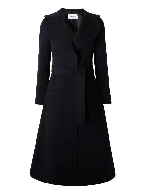 Alaïa Belted Wool Coat - Blue