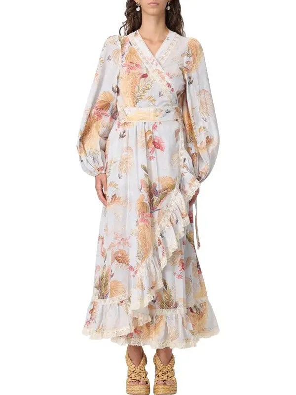 Zimmermann Printed Wrap Dress - Gnawed Blue