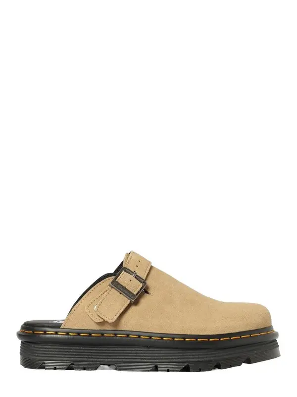 Dr. Martens Zebzag Suede Mules With Strap And Round Toe - Beige