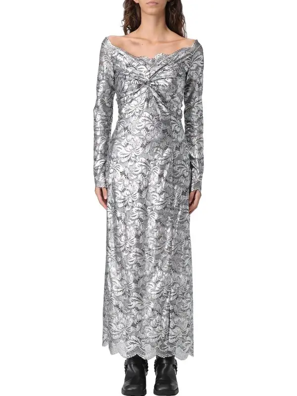 Rabanne Metallic Lace Maxi Dress - Silver