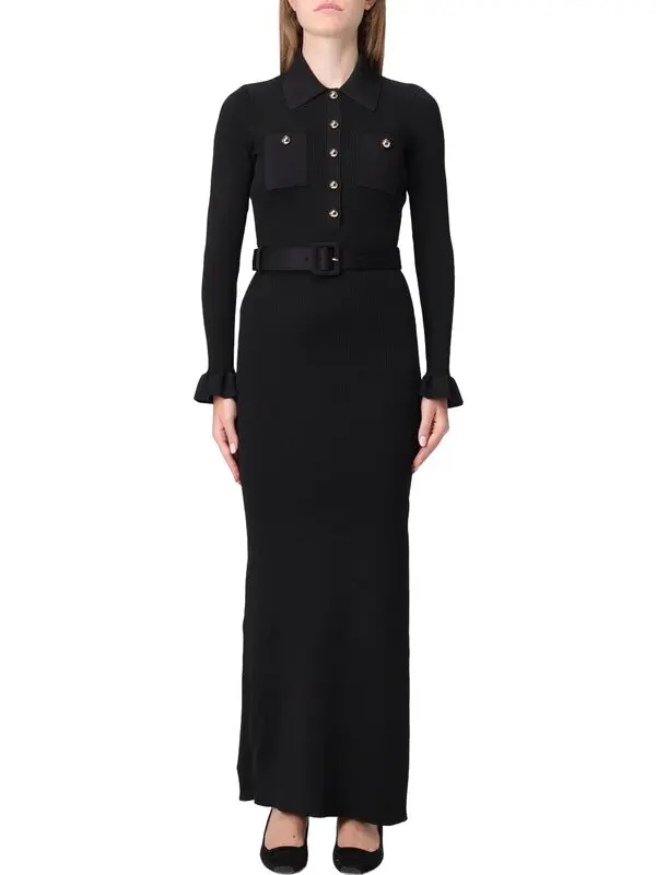 SELF-PORTRAIT Belted Maxi Dress - Black