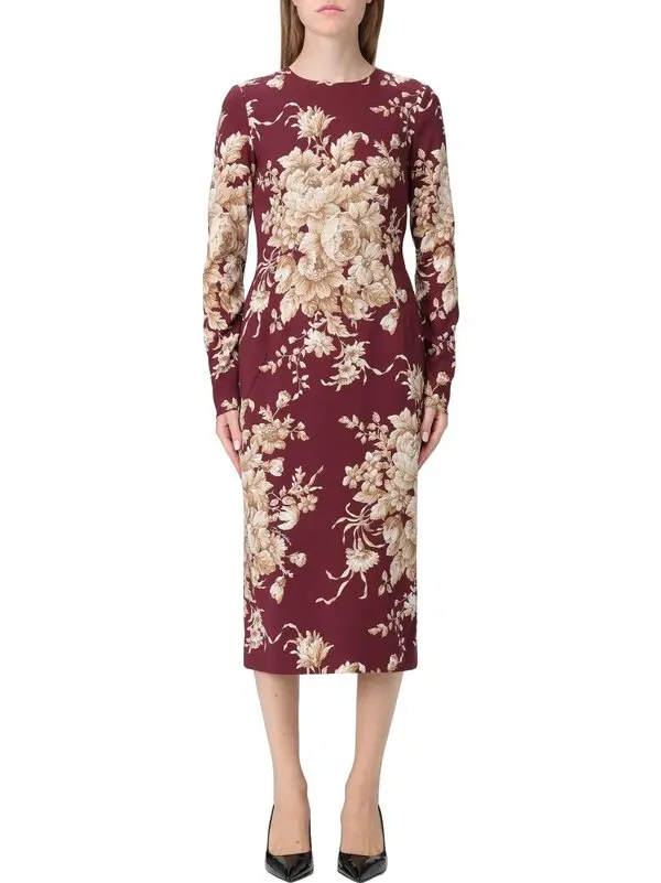 Dolce & Gabbana Floral Print Midi Dress - Red