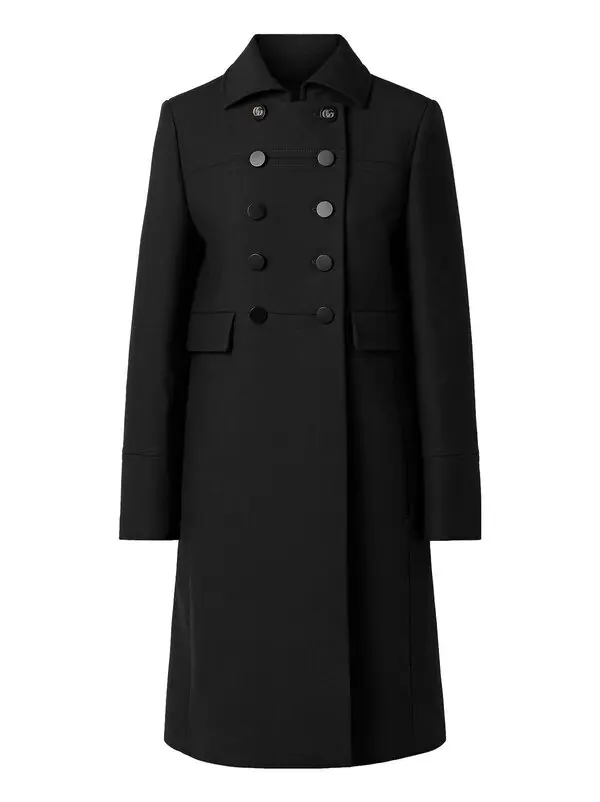 Gucci Double-breasted Wool-crepe Coat - Black