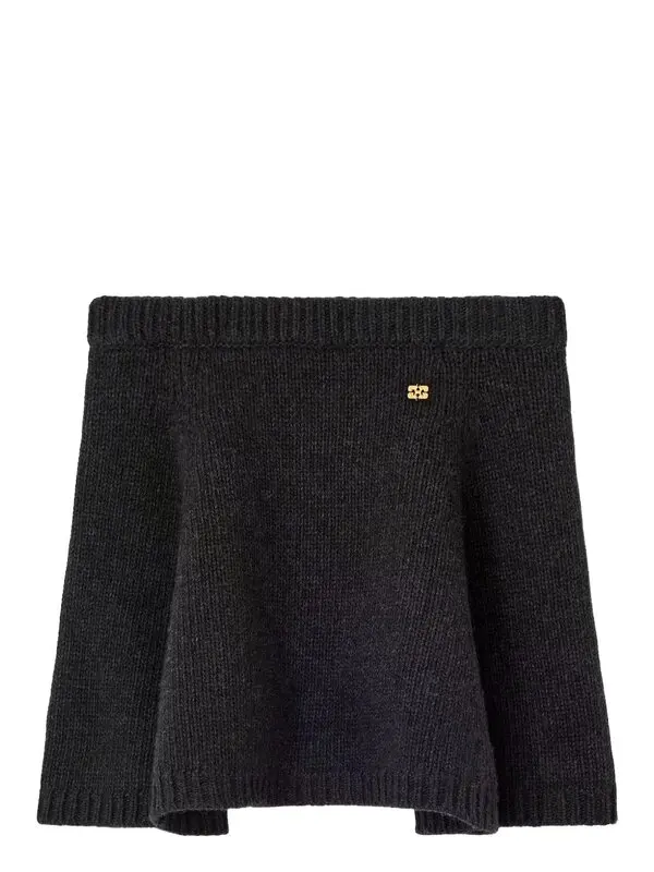 GANNI Knitted Flared Mini Skirt - Grey