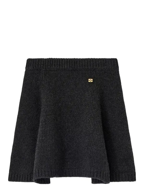 GANNI Knitted Flared Mini Skirt - Grey