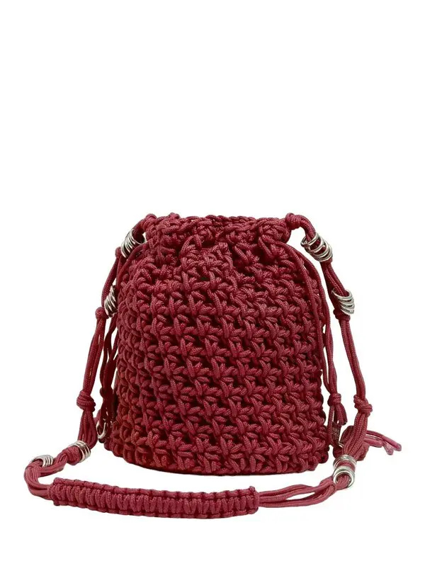 Bimba Y Lola Crochet Bucket Bag With Drawstring - Red