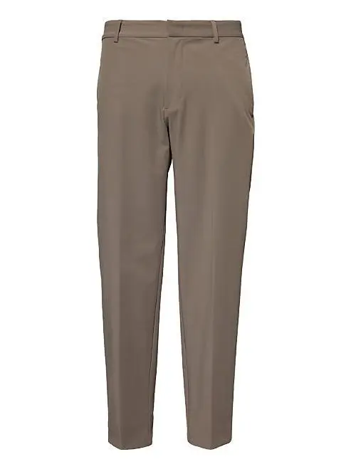 Emporio Armani Logo-plaque Flat Front Woven Trousers - Walnut