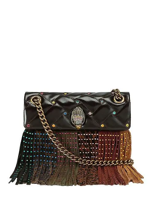 Kurt Geiger Mini Kensington Fringed Leather Shoulder Bag - Brown/oth