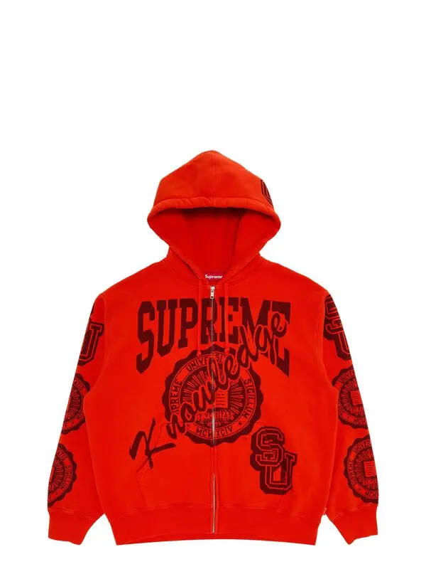 Supreme Knowledge Reigns Zip-up Hooded Sweatshirt - Orange