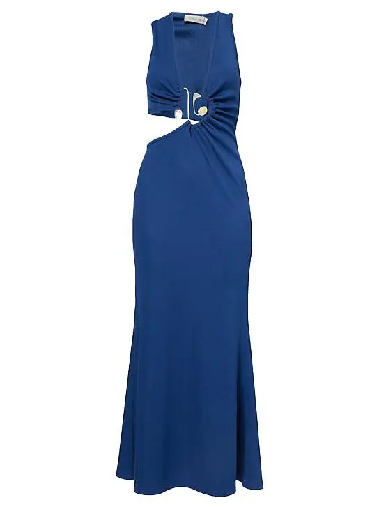 Christopher Esber Spiral Crystal Cutaway Sleeveless Midi Dress - Blue Indigo