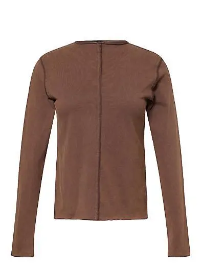 HERESY Lettuce Long-sleeve Cotton Top - Brown
