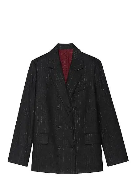 Zadig&Voltaire Vaska Lapel-collar Double-breasted Flannel Blazer - Anthracite