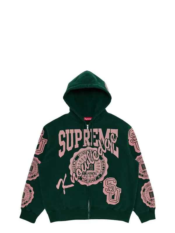 Supreme Knowledge Reigns Zip-up Hooded Sweatshirt - Green