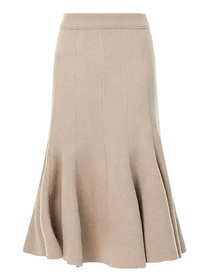 Bottega Veneta High-waist Flared Cashmere-blend Midi Skirt - Beige