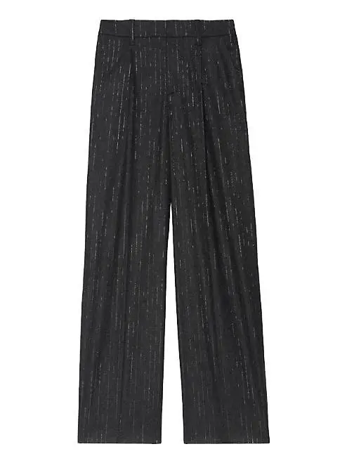 Zadig&Voltaire Regular-fit High-rise Striped Flannel Trousers - Anthracite