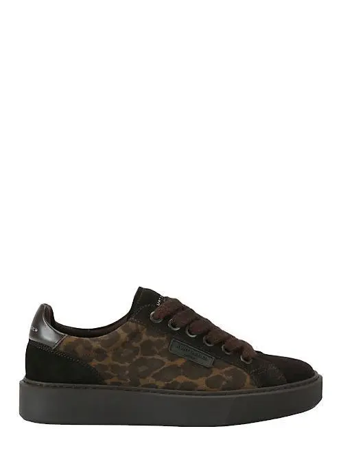 Kurt Geiger Albion Leopard Suede Trainers - Dark Brown