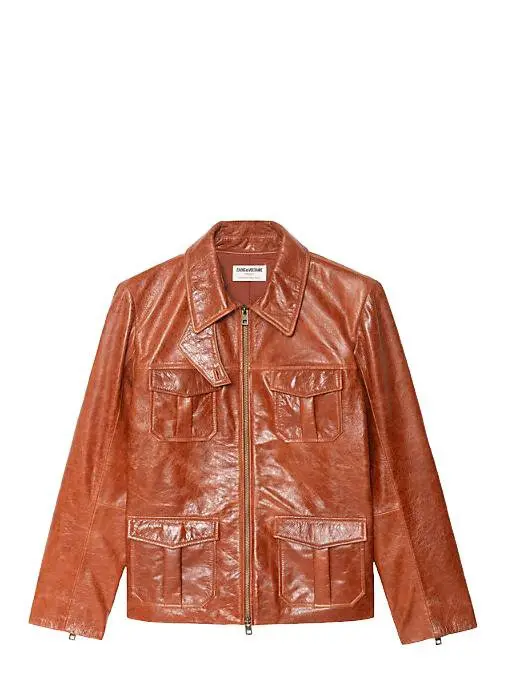 Zadig&Voltaire Lienna Patch-pocket Slim-fit Leather Jacket - Burn
