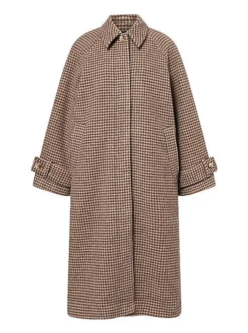 SAMSOE SAMSOE Alma Check-pattern Wool-blend Coat - Aluminum Ch.
