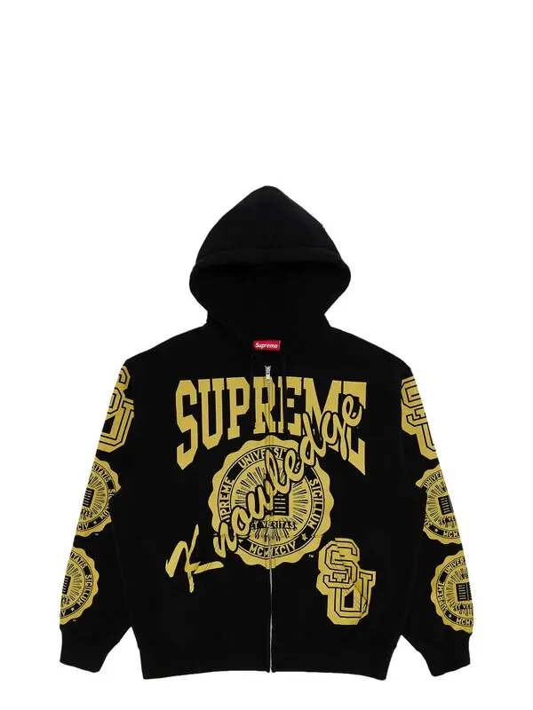 Supreme Knowledge Reigns Zip-up Hooded Sweatshirt - Black
