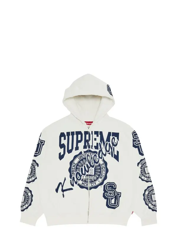Supreme Knowledge Reigns Zip Up Hooded Sweatshirt - White