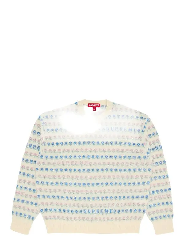 Supreme Floral Metallic Knit Sweater - Cream