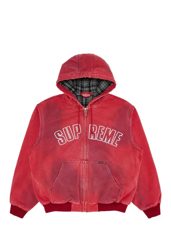 Supreme Reflective Arc Hooded Work Jacket - Red