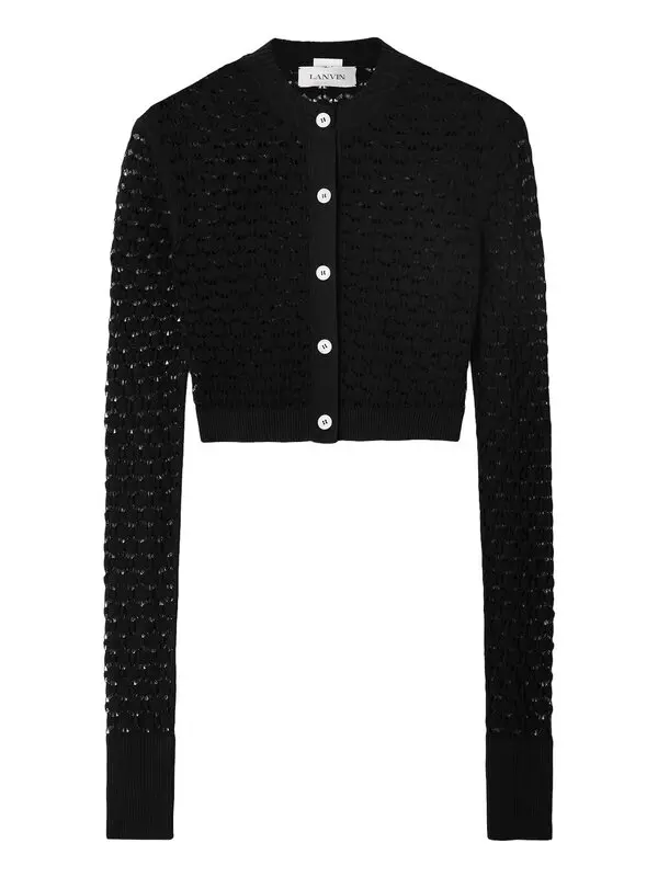 LANVIN Cropped Open-knit Cardigan - Black