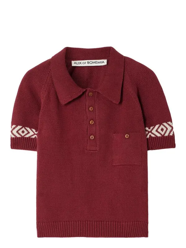 Alix Of Bohemia Lessi Knitted Cotton Polo Shirt - Red