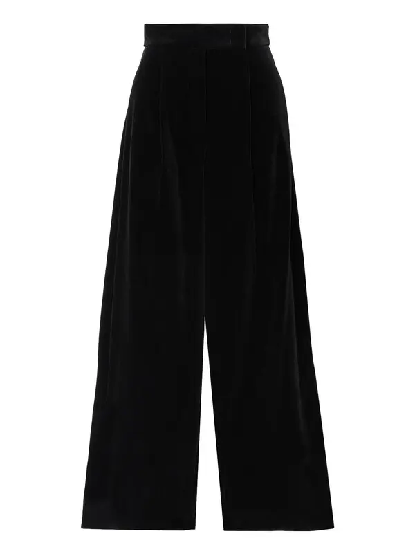 Max Mara Stretch-cotton Velvet Wide-leg Pants - Black