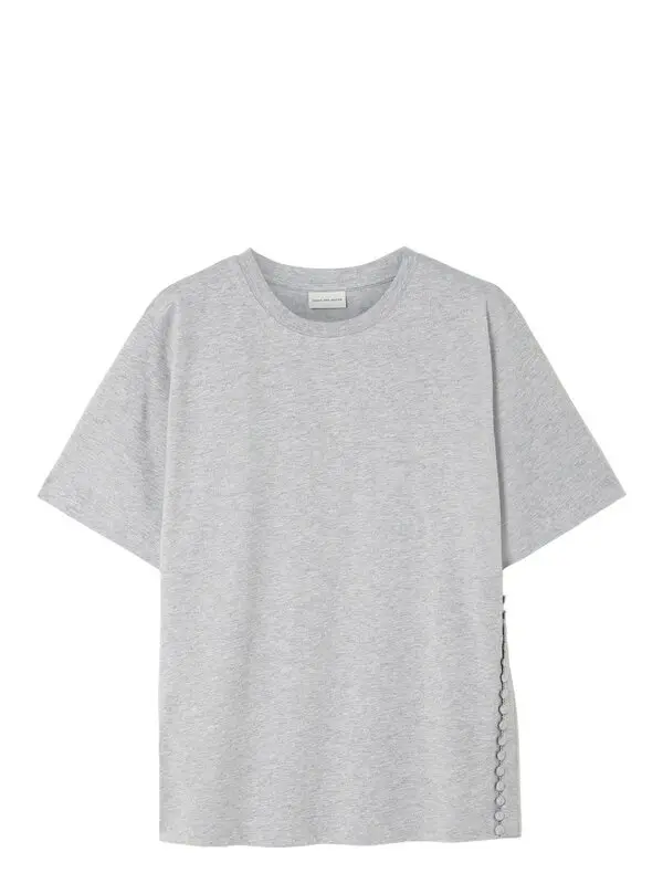 Dries Van Noten Button-detailed Cotton-jersey T-shirt - Gray