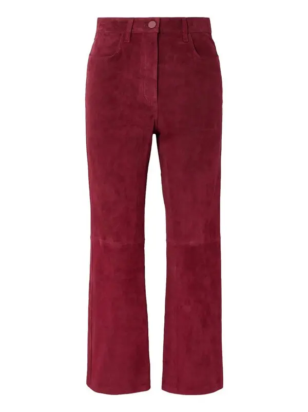 JOSEPH Duke Cropped Suede Straight-leg Pants - Red