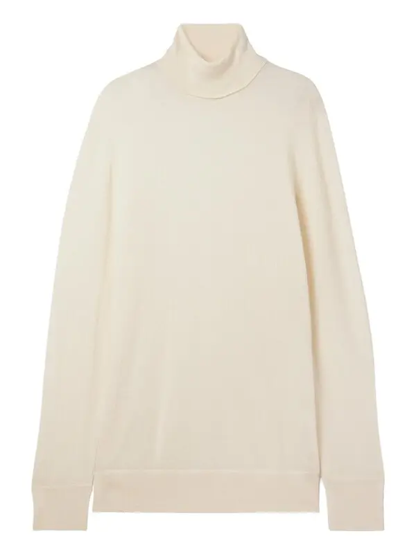 THE ROW Lizzy Oversized Cashmere Turtleneck Sweater - Ivory