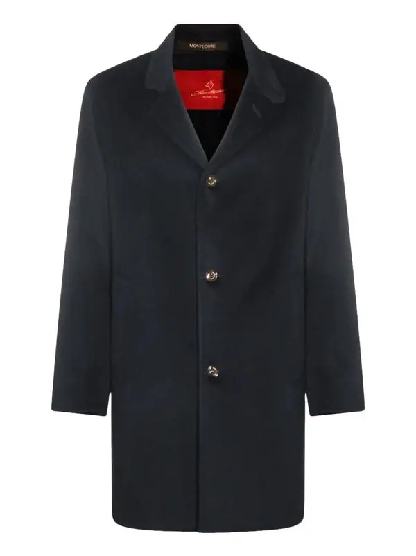 MONTECORE Buttoned Cashmere Coat - Blue