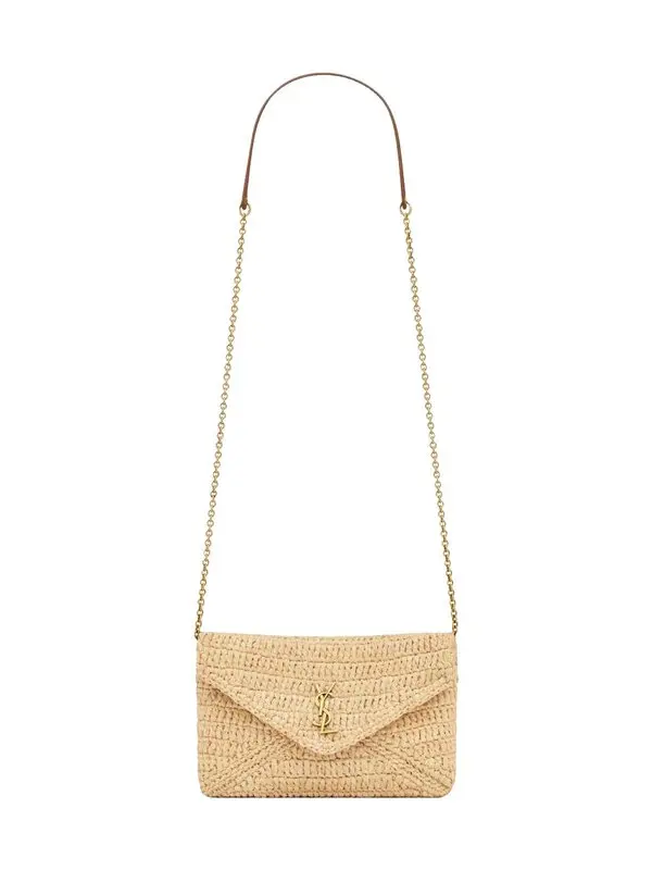 Saint Laurent Cassandras Clutch Bag With Chain - Beige
