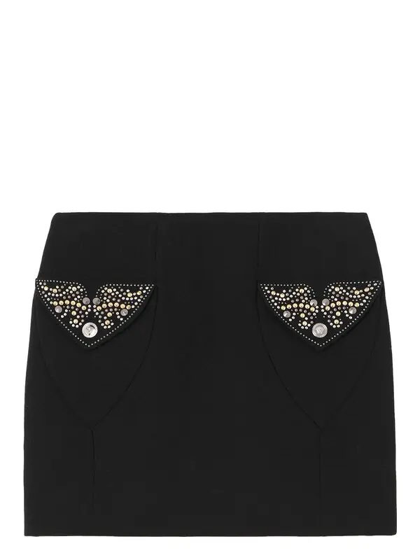 Versace Studded Wool-crepe Midi Skirt - Black