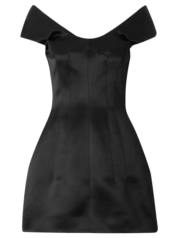 Alexander McQueen Off-the-shoulder Satin Mini Dress - Black